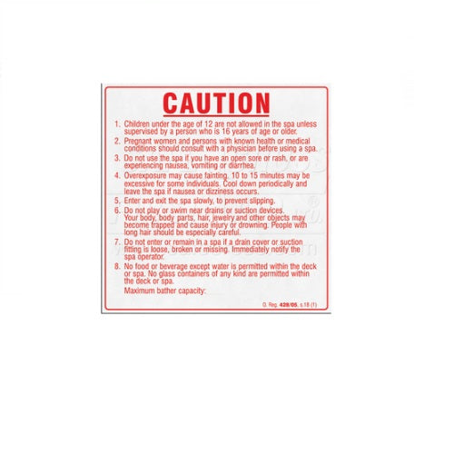 Spa Sign SPA RULES, 24"x24" – 8984808 Canada Inc / Pool Parts